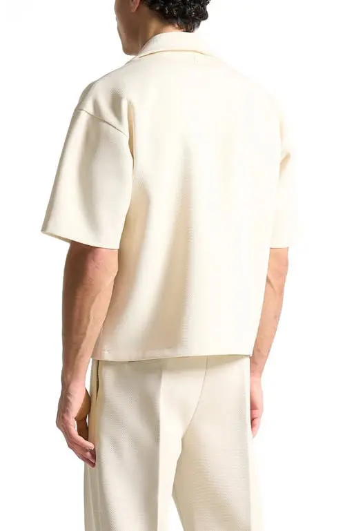Manière De Voir Abel Boxy Twill Double Breasted Shirt - Cream