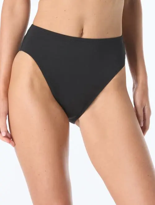 Vince Camuto High Waist Bikini Bottom With Lace-up Back - Black