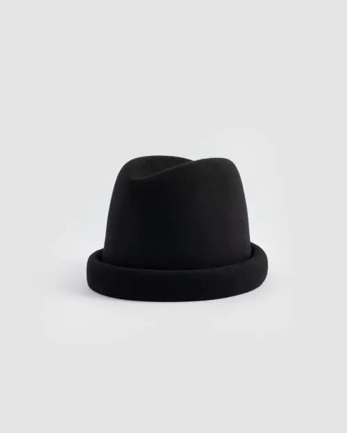 BORN TO ROAM Wool Pillbox Hat - Black