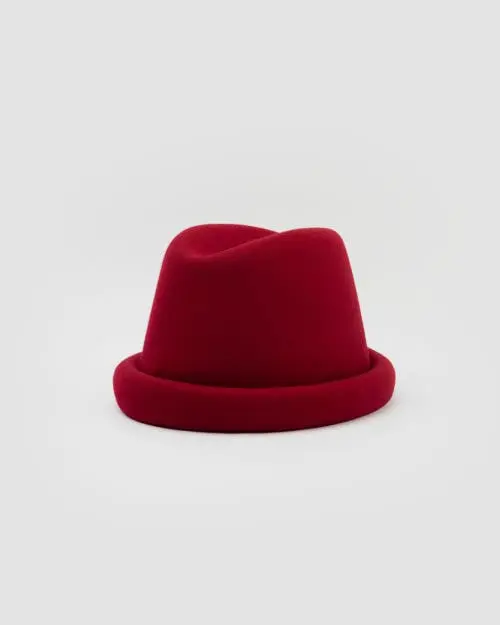BORN TO ROAM Pillbox Hat - Cranberry