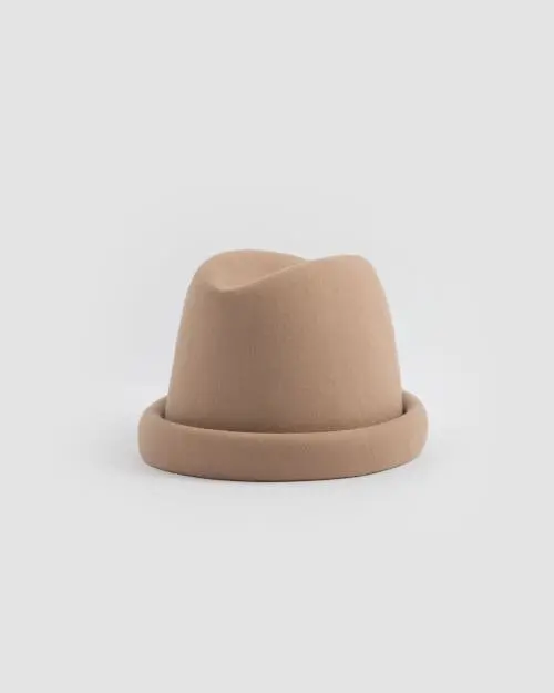 BORN TO ROAM Wool Pillbox Hat - Tan
