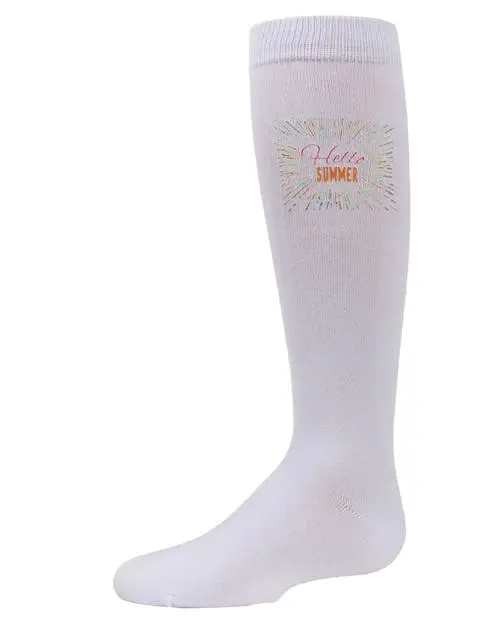 MEMOI Hello Summer Knee-high Socks - White