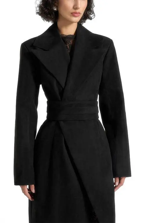 Manière De Voir Asymmetric Suede Coat With Detachable Belt