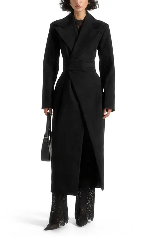 Manière De Voir Asymmetric Suede Coat With Detachable Belt
