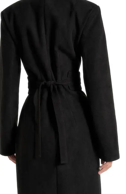 Manière De Voir Asymmetric Suede Coat With Detachable Belt