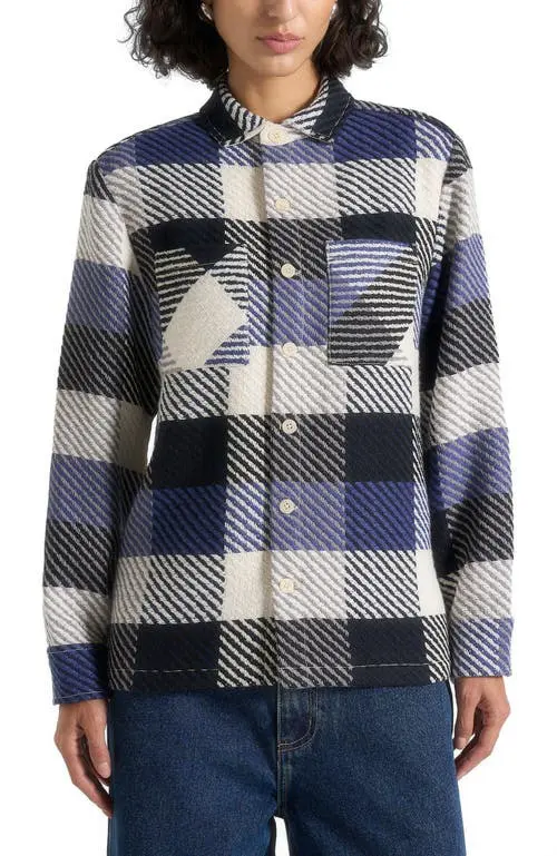 Manière De Voir Rune Check Overshirt - Navy
