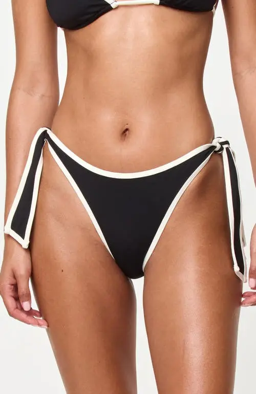 L*Space Shane Bitsy Side Tie Bikini Bottoms - Black/cream
