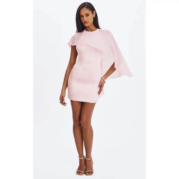 MISS CIRCLE NEW YORK Umeko Asymmetrical Cape Mini Dress