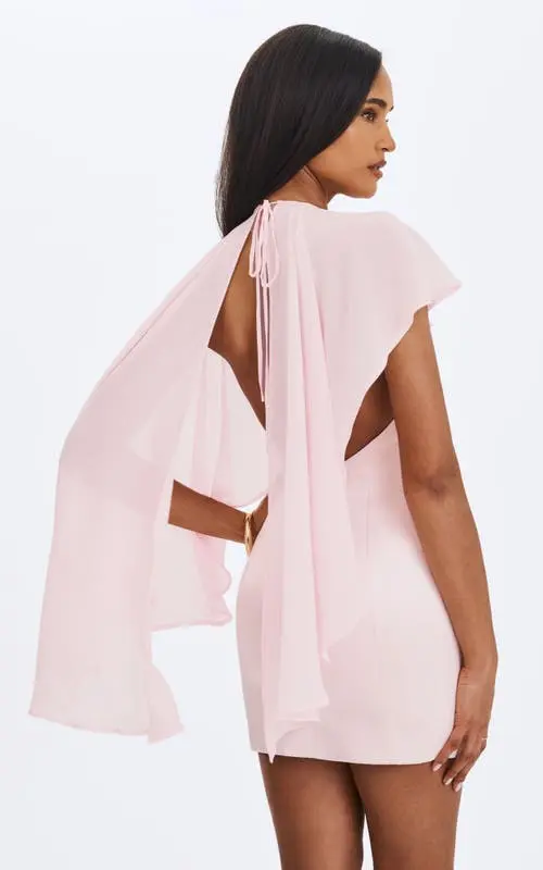 MISS CIRCLE NEW YORK Umeko Asymmetrical Cape Mini Dress