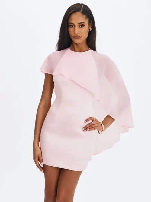 MISS CIRCLE NEW YORK Umeko Asymmetrical Cape Mini Dress