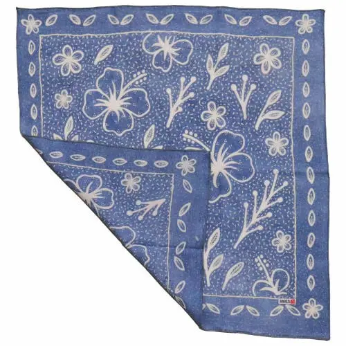 KASIH CO-OP Fully Hand Drawn Painted Indigo Natural Dye Batik Bandana - Hibiscus Indigo