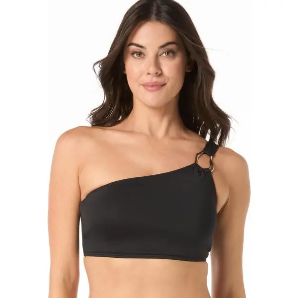 Carmen Marc Valvo Ring One-shoulder Bikini Top - Black