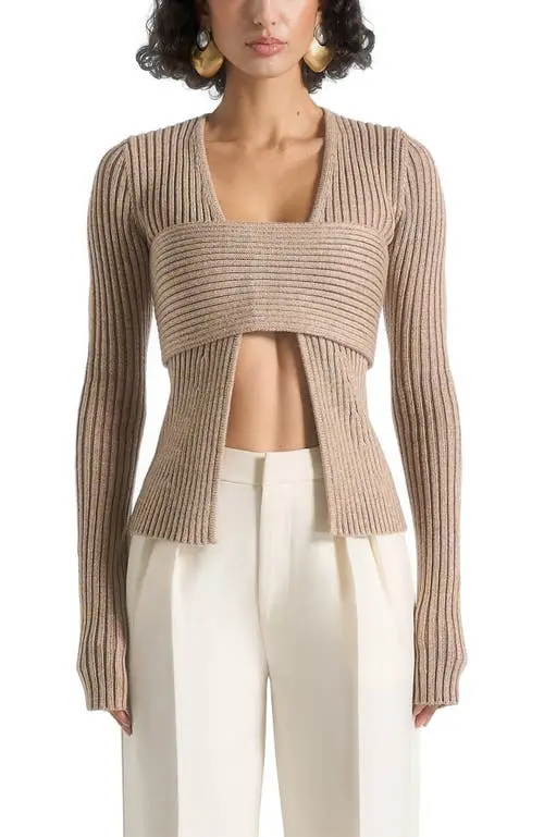 Manière De Voir Marisa 2-in-1 Knit Bandeau Cardigan - Taupe