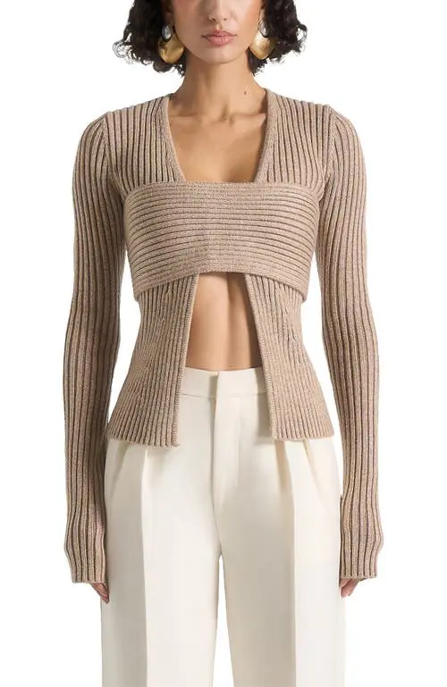 Manière De Voir Marisa 2-in-1 Knit Bandeau Cardigan - Taupe