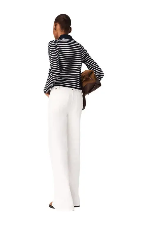 Maje Striped Polo Cardigan - Navy