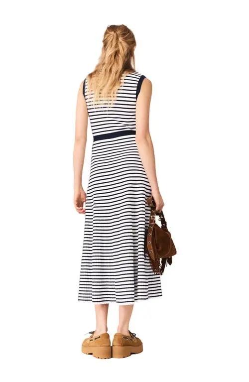Maje Breton Stripe Knit Maxi Dress