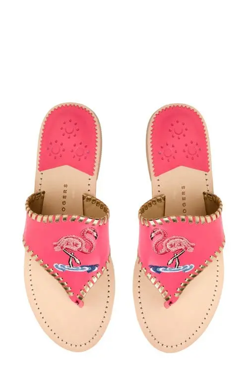 Jack Rogers Embroidered Flamingo Sandal