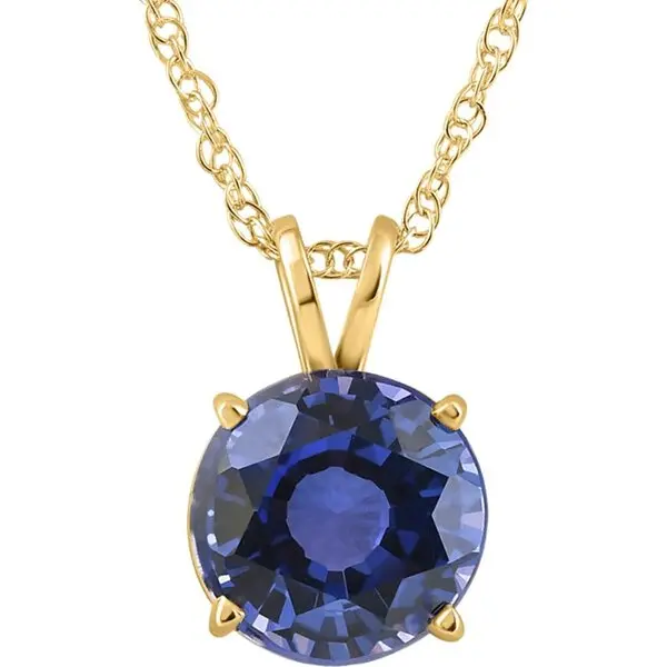 BLISS DIAMOND 3.50ct Round Sapphire 14k Gold Pendant Necklace - Yellow Gold