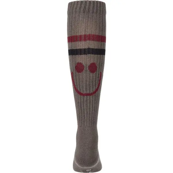MEMOI Smile Stripe Knee High Socks - Gray