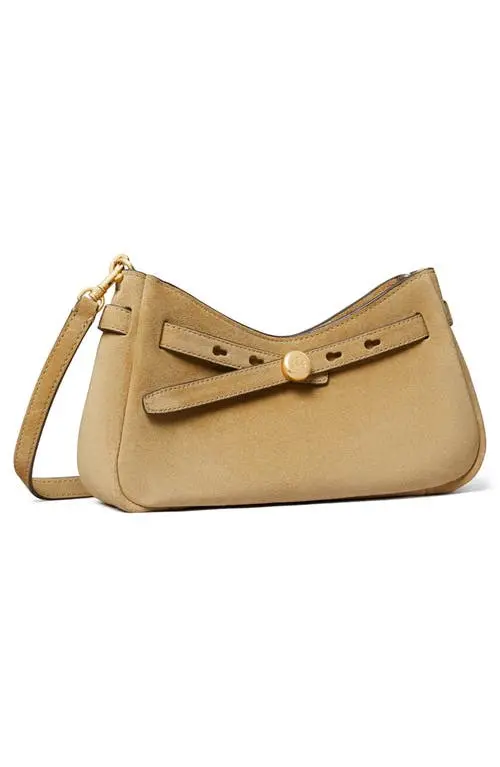 Tory Burch Romy Zip Top Suede Crossbody Bag - Butter