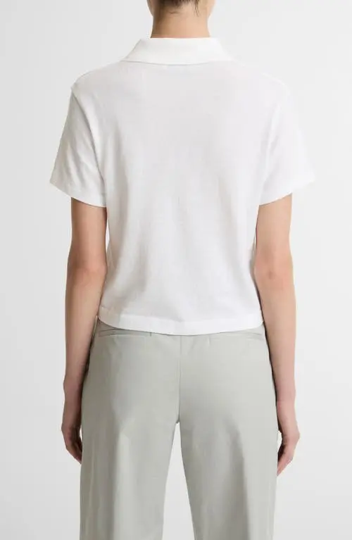 Vince Pocket Crop Cotton Polo - Optic White