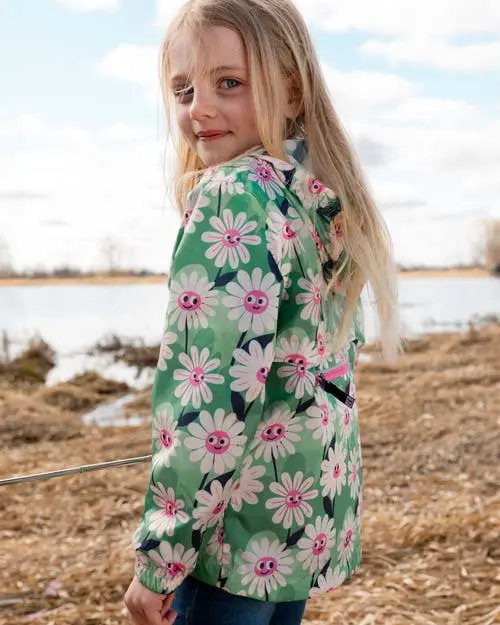 DEUX PAR DEUX Packable Smiling Flower Print Windbreaker