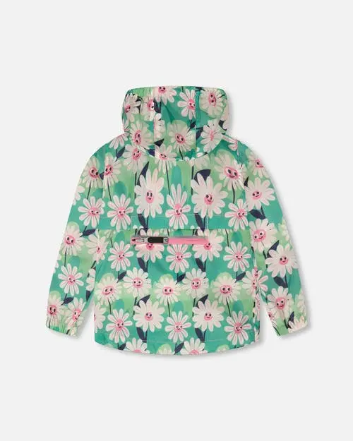 DEUX PAR DEUX Packable Smiling Flower Print Windbreaker