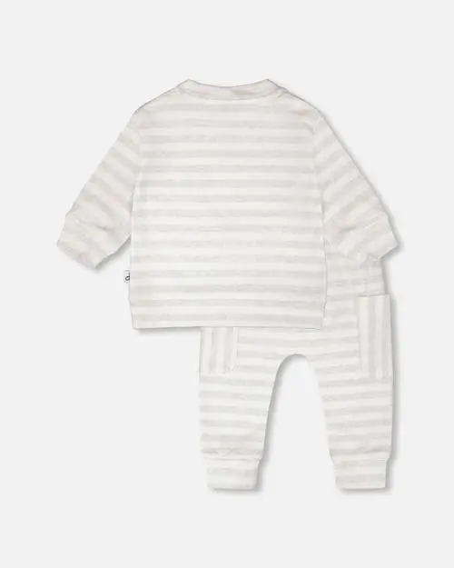 DEUX PAR DEUX Jersey Stripes Sweater And Pants Set