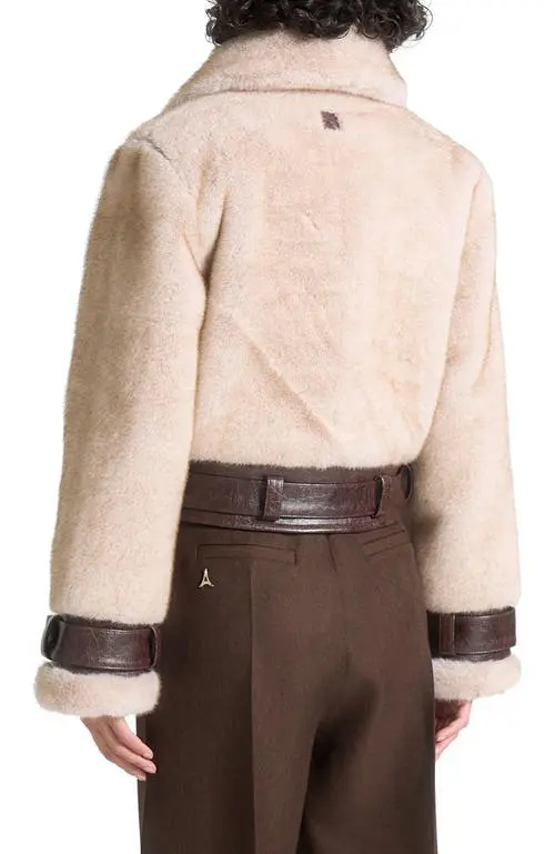 Manière De Voir Deya Plush & Leather Belted Jacket