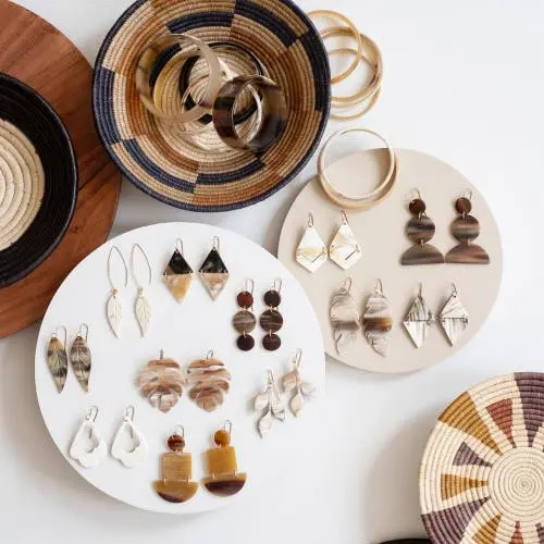 MAADILI COLLECTIVE Geometric Horn Statement Earrings