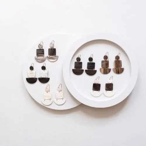 MAADILI COLLECTIVE Geometric Horn Statement Earrings