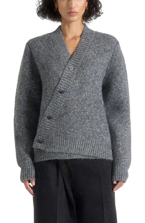 Manière De Voir Dani Asymmetric Brushed Wool Knit Cardigan