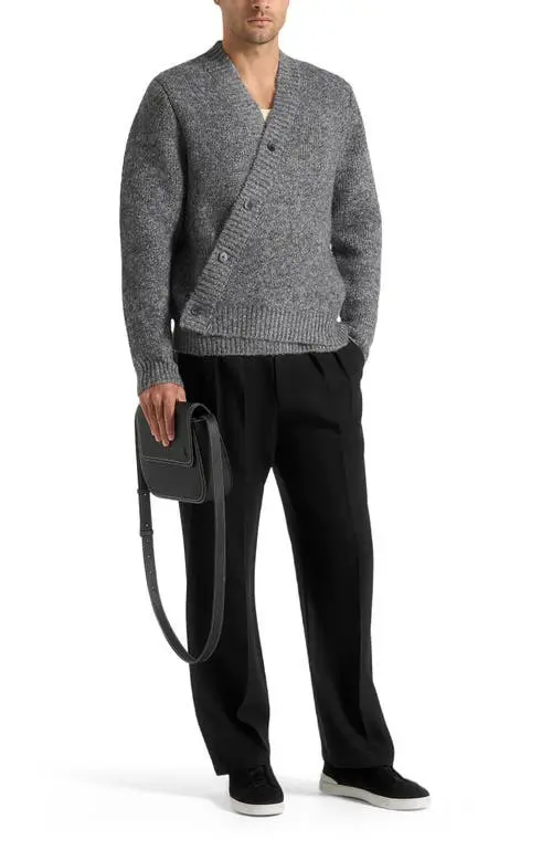 Manière De Voir Dani Asymmetric Brushed Wool Knit Cardigan