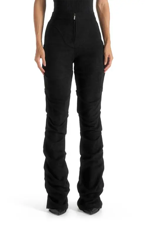 Manière De Voir Tacked Suede Flared Trousers - Black