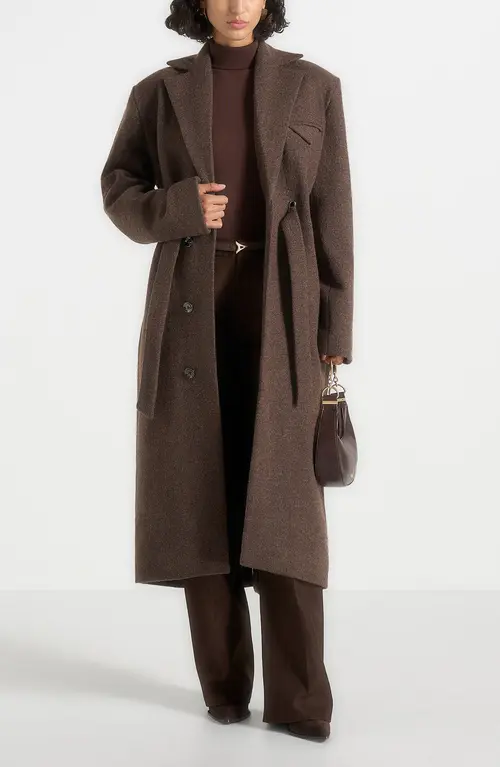 Manière De Voir Wool Longline Belted Coat - Brown