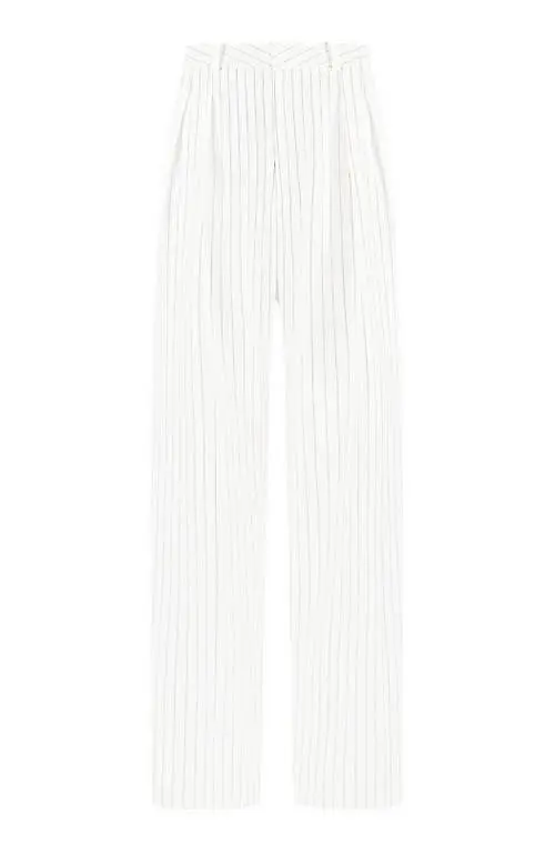 Manière De Voir Pinstripe Twin Pleat Tailored Trousers - White
