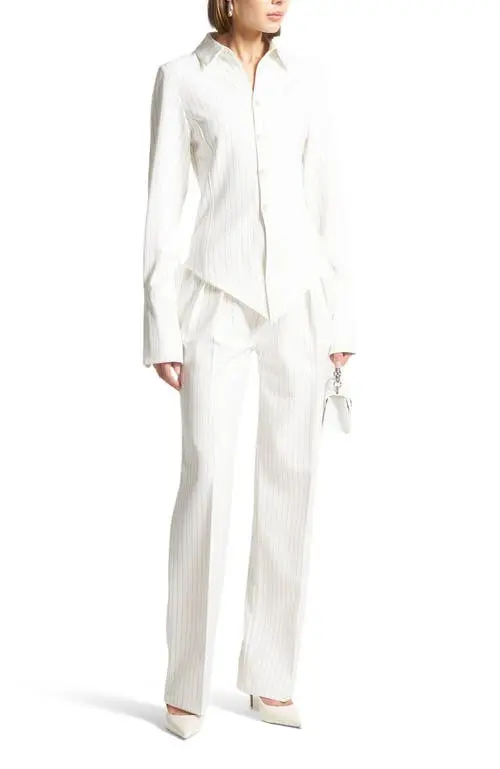 Manière De Voir Pinstripe Twin Pleat Tailored Trousers - White