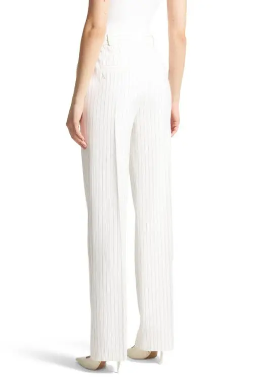 Manière De Voir Pinstripe Twin Pleat Tailored Trousers - White
