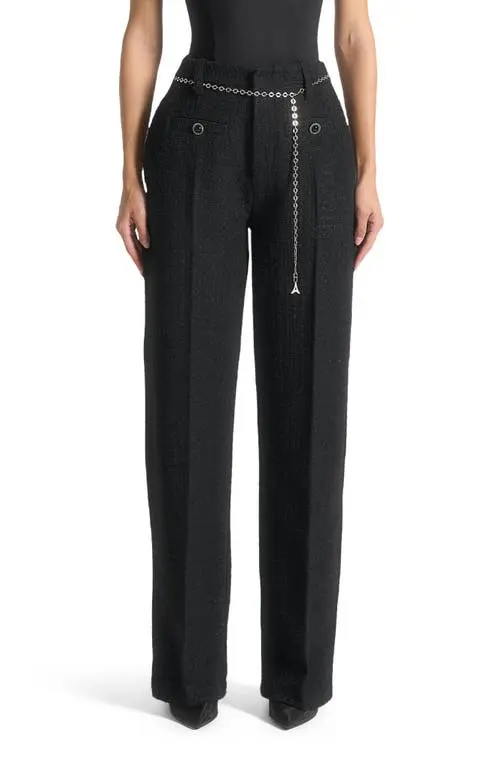 Manière De Voir Nathalie Tweed Trousers With Belt - Black