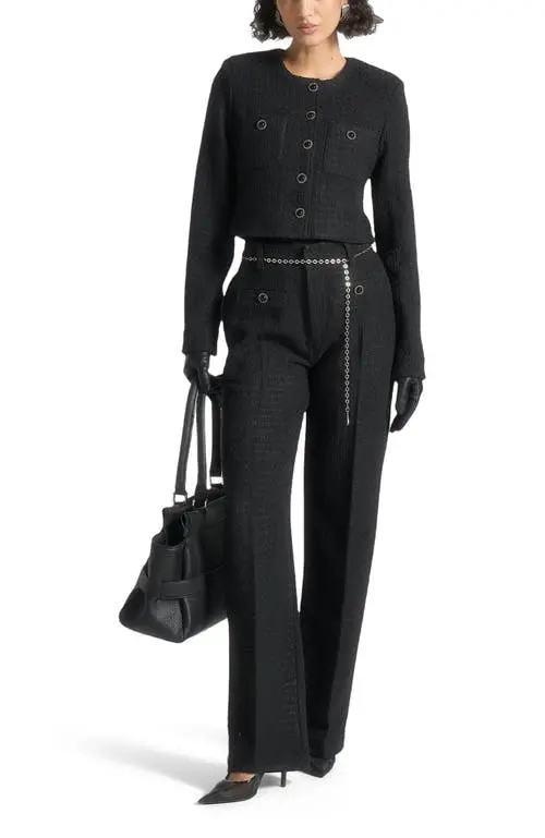 Manière De Voir Nathalie Tweed Trousers With Belt - Black