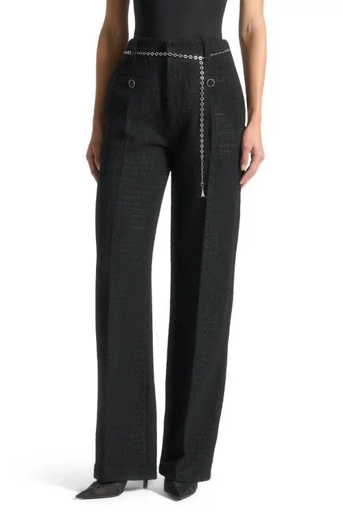 Manière De Voir Nathalie Tweed Trousers With Belt - Black