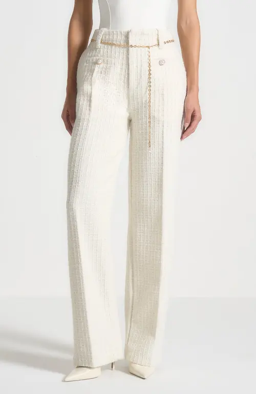 Manière De Voir Nathalie Tweed Trousers With Belt - Cream