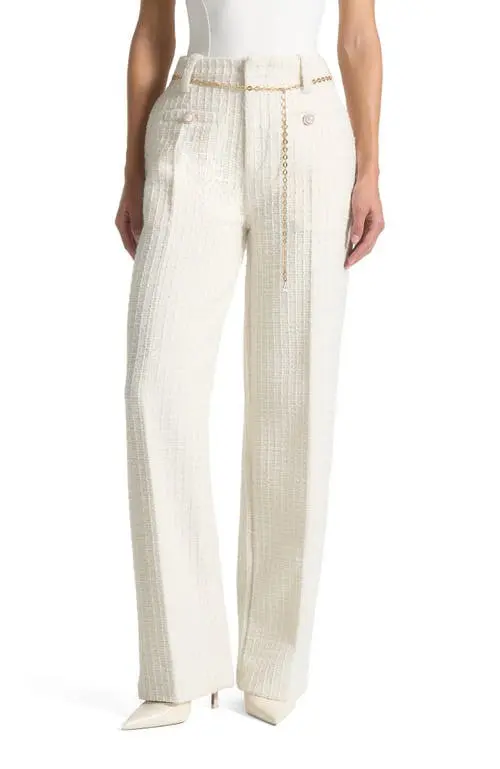Manière De Voir Nathalie Tweed Trousers With Belt - Cream
