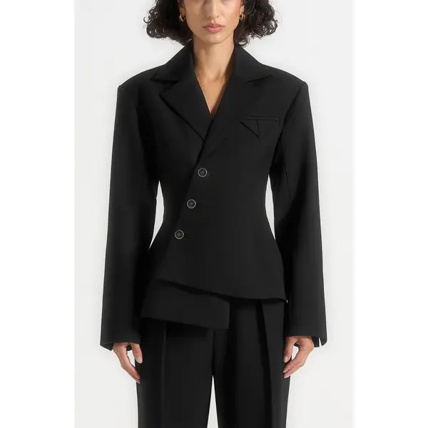 Manière De Voir Thalia Asymmetric Double Breasted Blazer - Black
