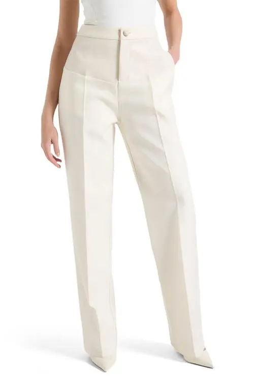 Manière De Voir Leather Panel Tailored Trousers - Cream