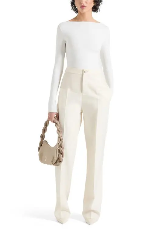 Manière De Voir Leather Panel Tailored Trousers - Cream