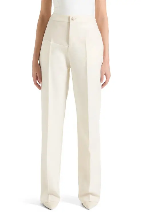 Manière De Voir Tailored Straight-leg Trousers With Vegan Leather Panel - Cream
