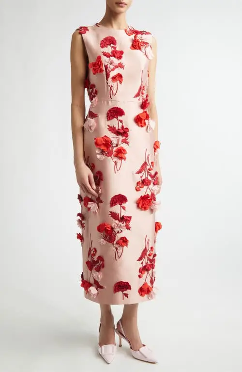 Erdem 3d Floral Appliqué Mikado Gown - Blush
