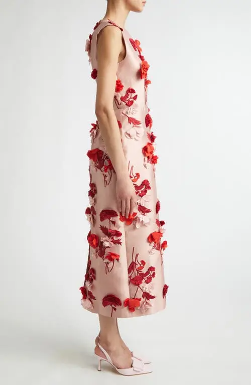 Erdem 3d Floral Appliqué Mikado Gown - Blush