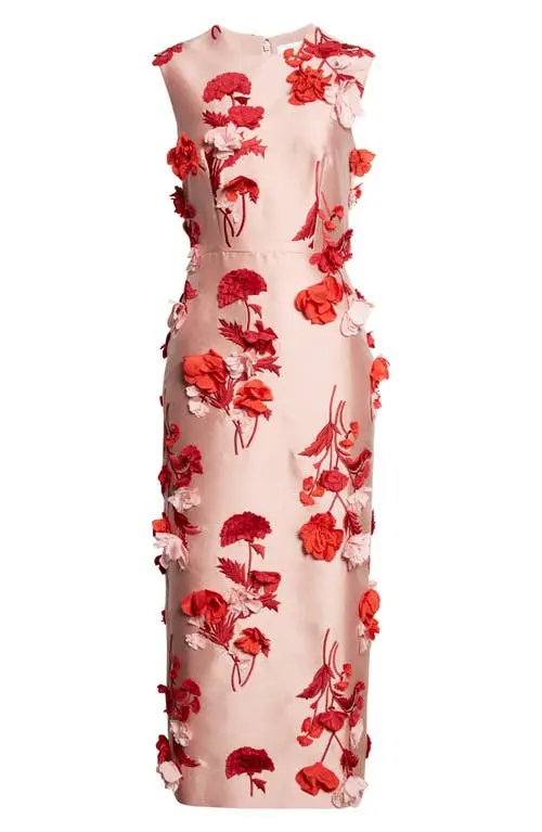 Erdem 3d Floral Appliqué Mikado Gown - Blush